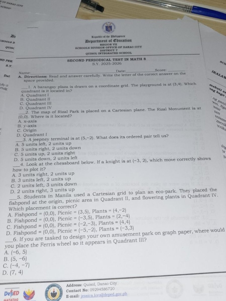 Here are some multiple-choice questions related to coordinate geometry: