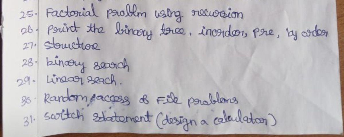 Here are a few programming problems: Factorial problem using recursion P..