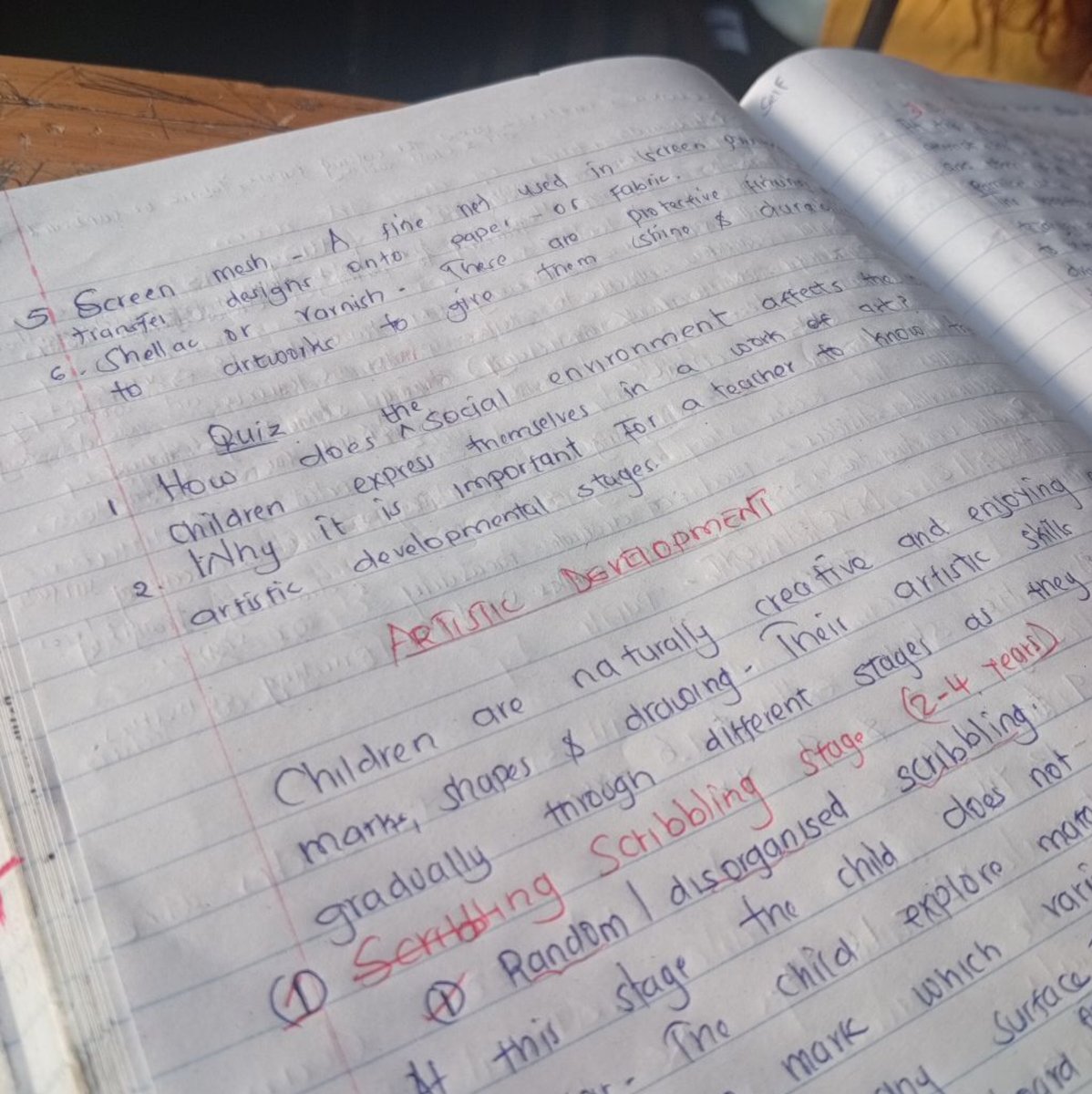 Here are some questions related to art and artistic development: Quiz Ho..
