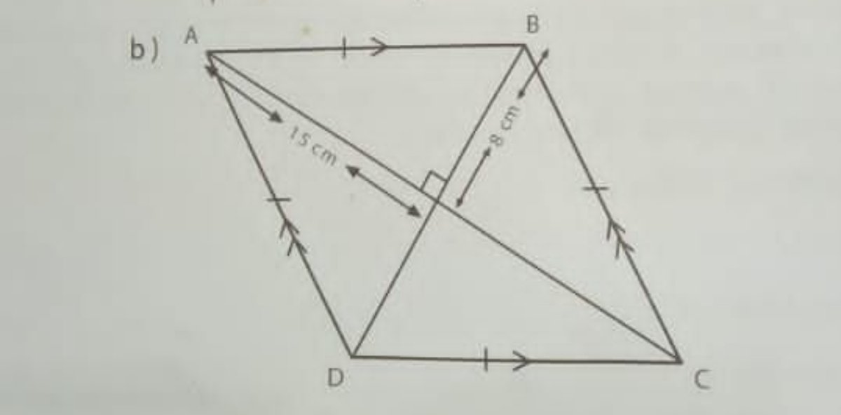 The image shows a quadrilateral ABCD with diagonals AC and BD. Given m..