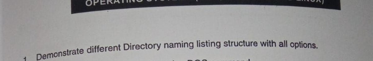 Demonstrate different Directory naming listing structure with all options..