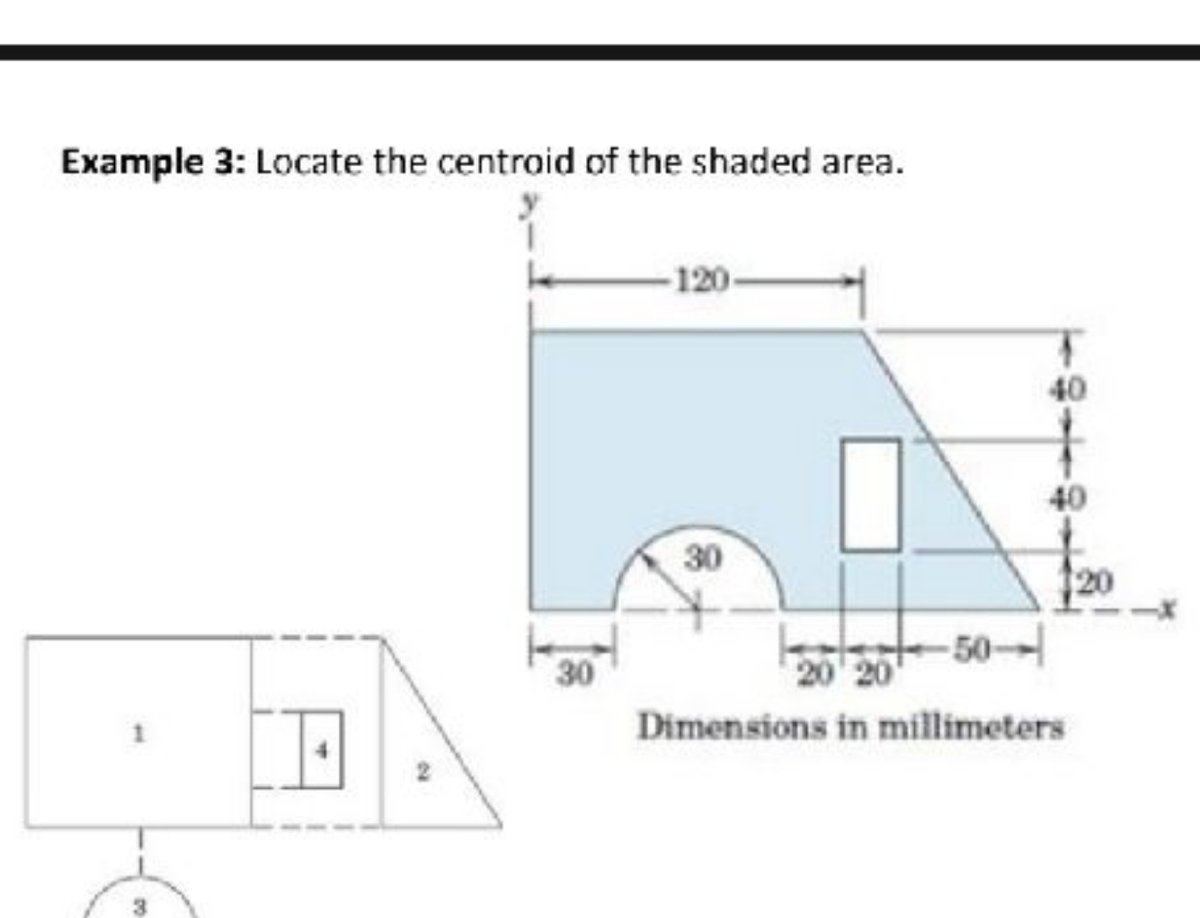 Example 3: Locate the centroid of the shaded area. (The question include..