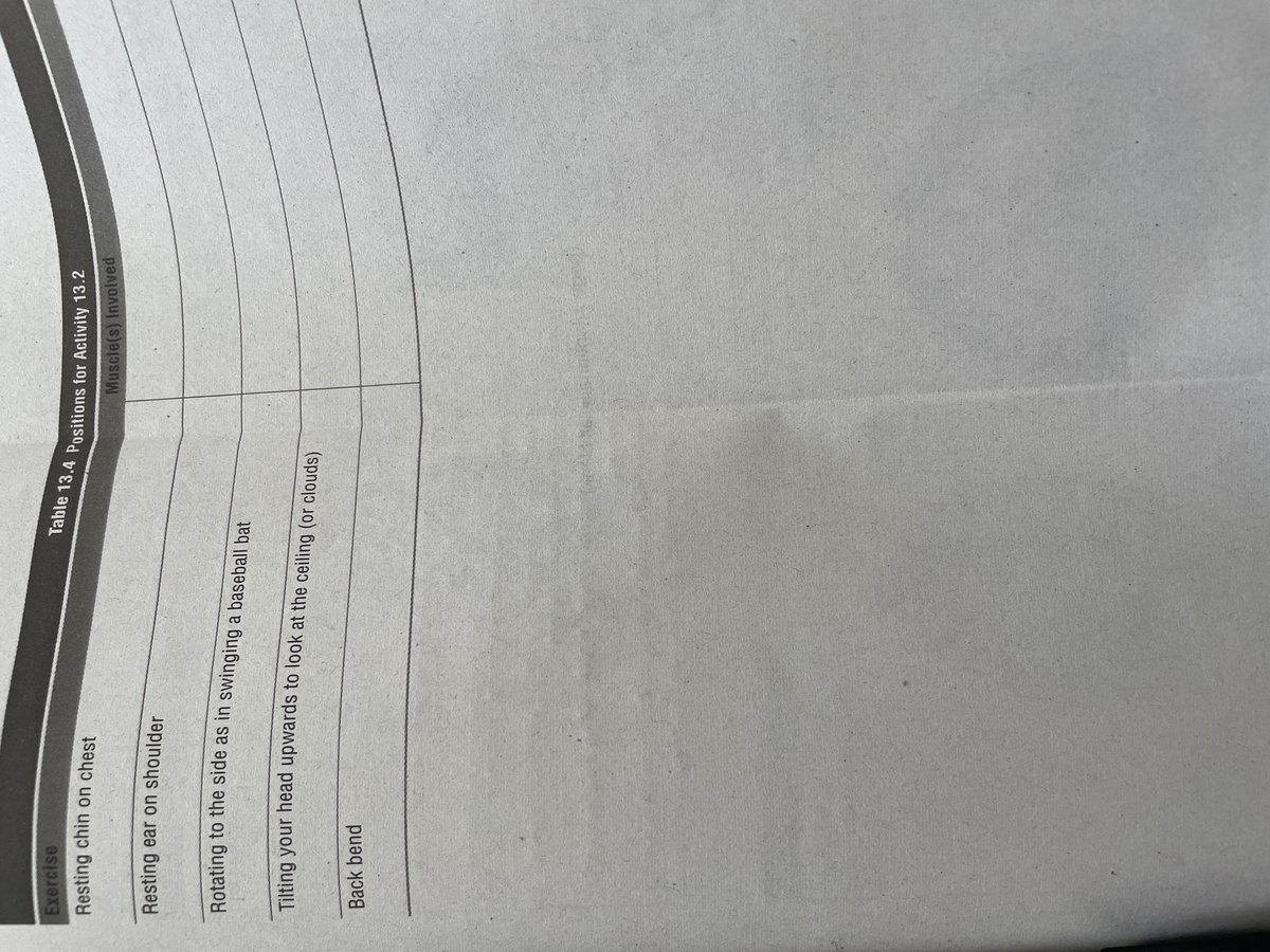 Table 13.4 Positions for Activity 13.2 | Exercise