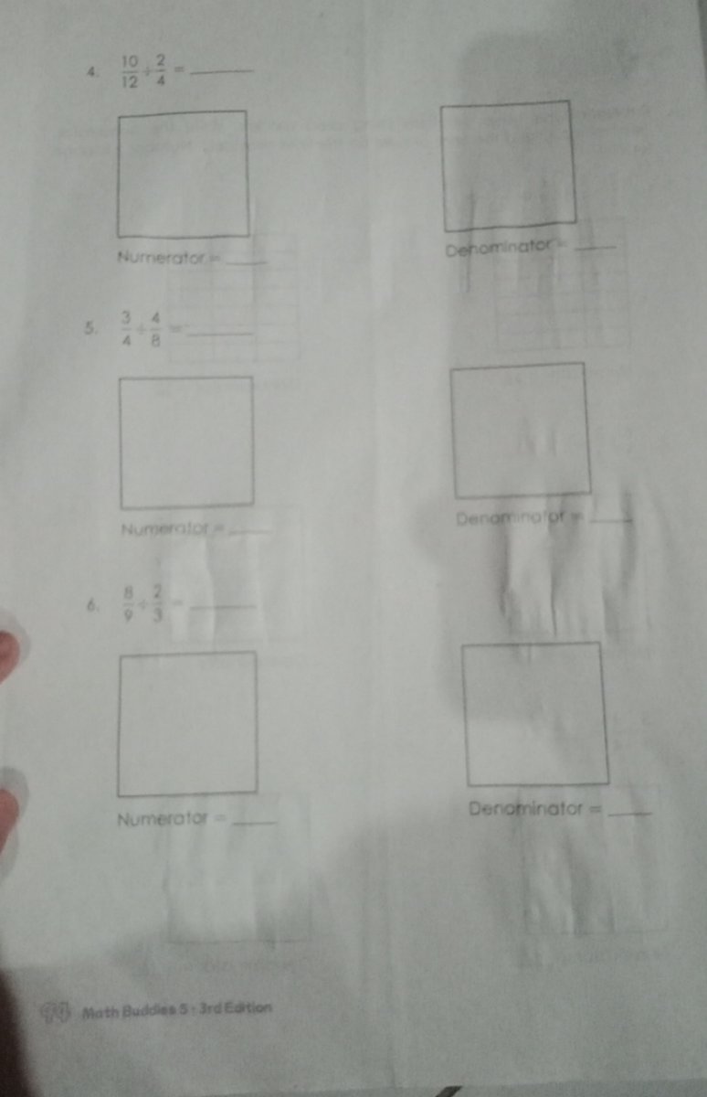 Solve the following division problems involving fractions and identify th..