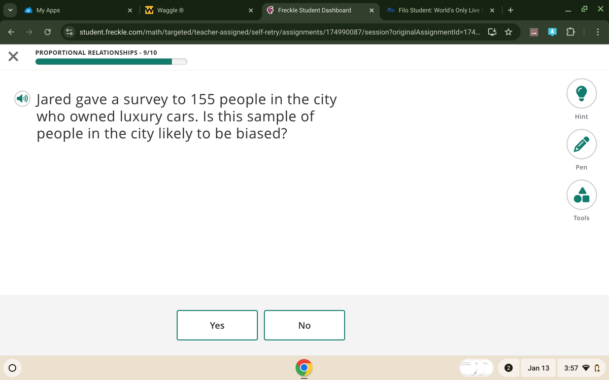 Jared gave a survey to 155 people in the city who owned luxury cars. Is t..