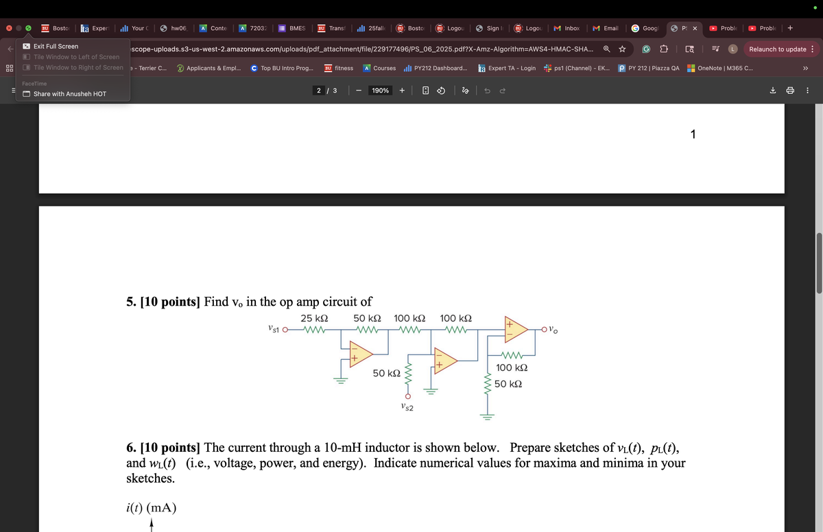 10 points] Find v_o in the op amp circuit of [Diagram of an op-amp circu..