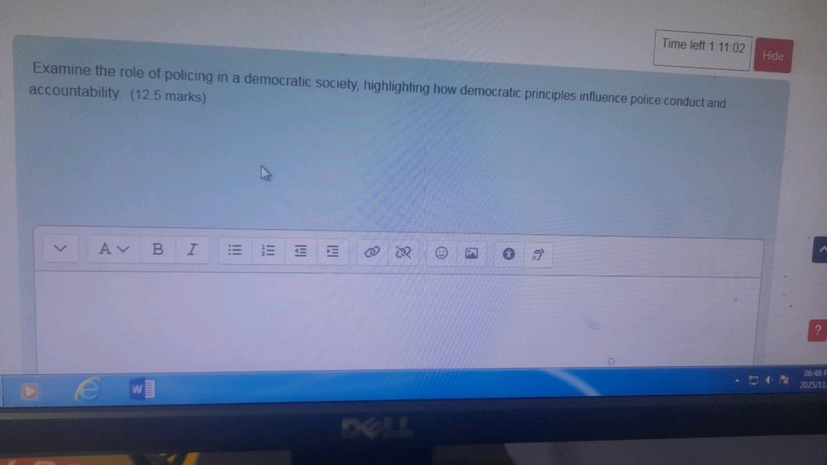 Examine the role of policing in a democratic society, highlighting how de..