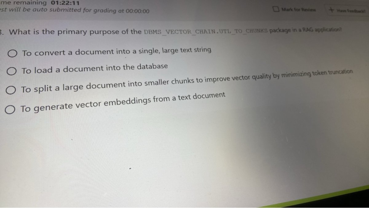 What is the primary purpose of the DBMS_VECTOR_CHAIN.UTL_TO_CHUNKS packag..