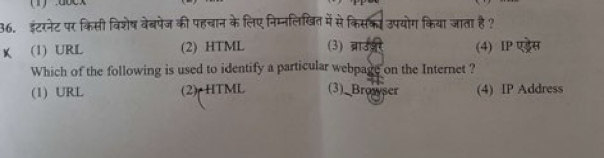 Which of the following is used to identify a particular webpage on the In..