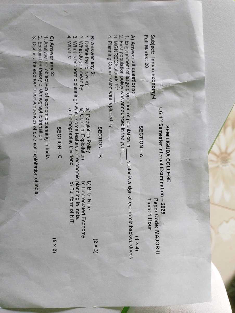 SEMILIGUDA COLLEGE UG 1st Semester Internal Examination – 2025 Subject: I..