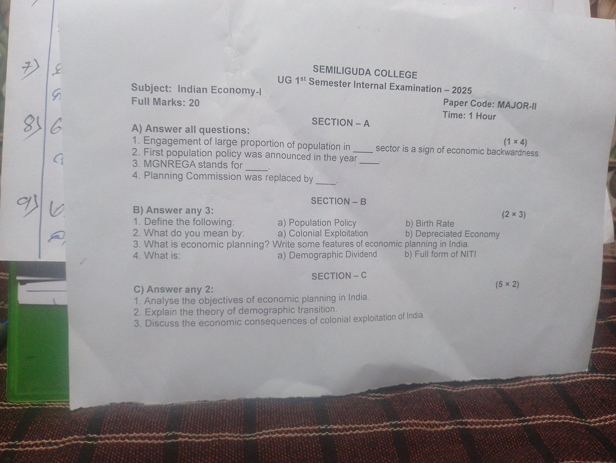 SEMILIGUDA COLLEGE UG 1st Semester Internal Examination – 2025 Subject: