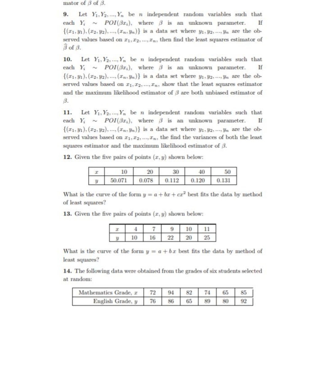 mator of 3 of 8. Let Y₁, YY be n independent random variables such that e..