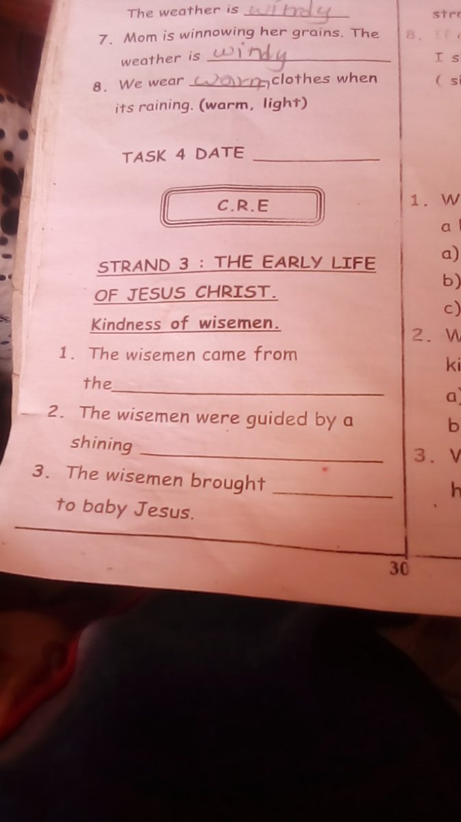 TASK 4 DATE C.R.E STRAND 3: THE EARLY LIFE OF JESUS CHRIST. Kindness of..