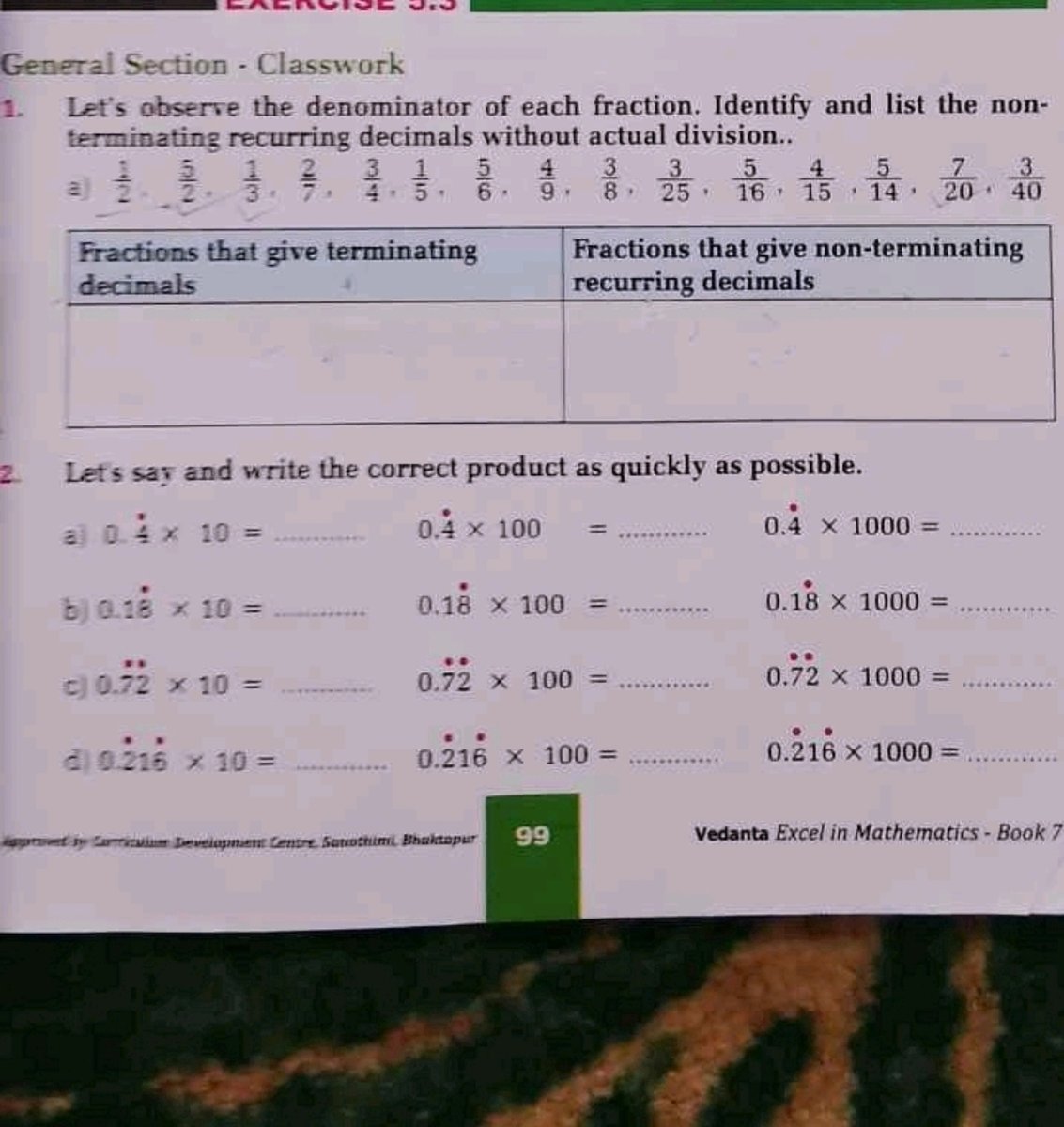 Let's observe the denominator of each fraction. Identify and list the non..
