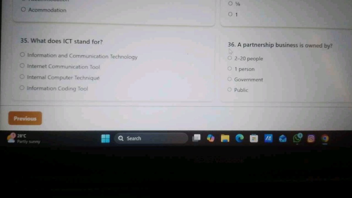 What does ICT stand for? Information and Communication Technology Intern..
