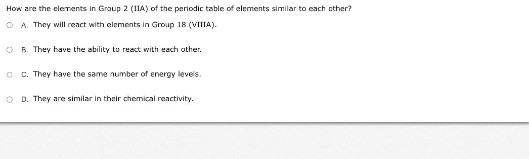 How are the elements in Group 2 (IIA) of the periodic table of elements s..