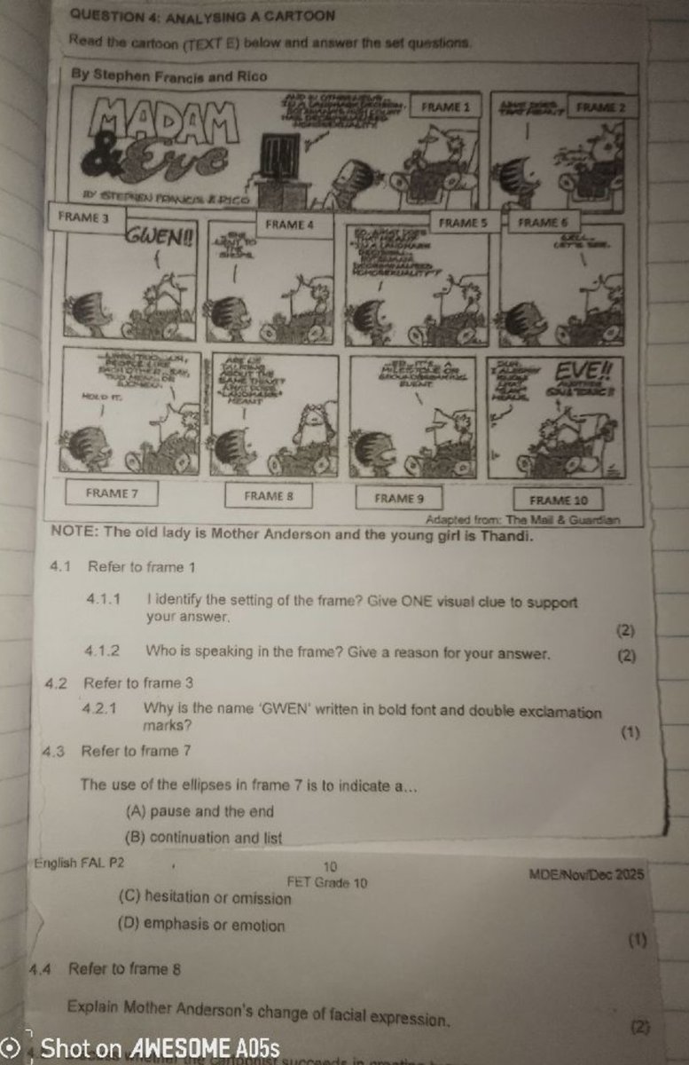 QUESTION 4: ANALYSING A CARTOON Read the cartoon (TEXT E) below and answe..