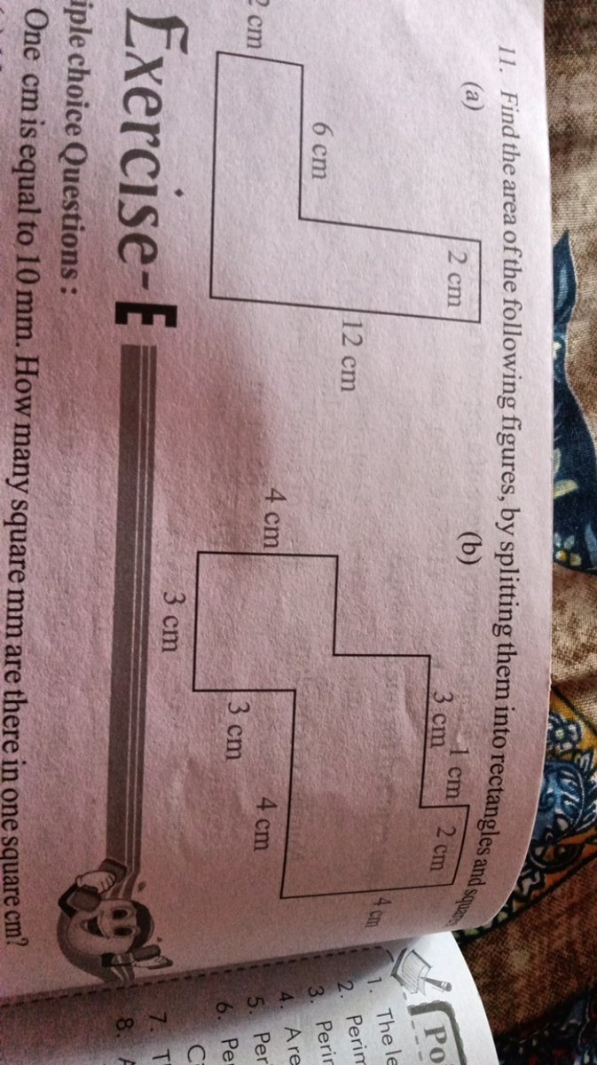 Find the area of the following figures, by splitting them into rectangles..