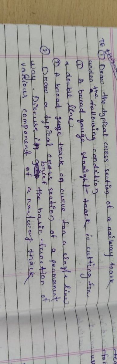 Draw the typical cross-section of a railway track under the following con..