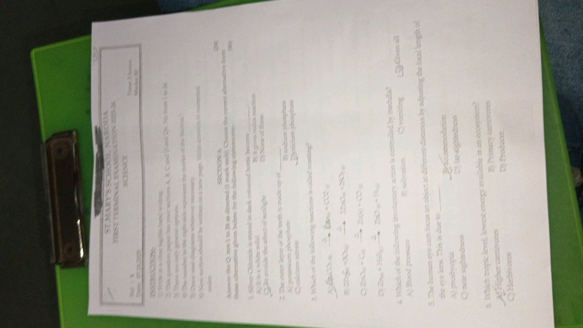 ST. MARY'S SCHOOL NARODA FIRST TERMINAL EXAMINATION 2025-26 SCIENCE INST..