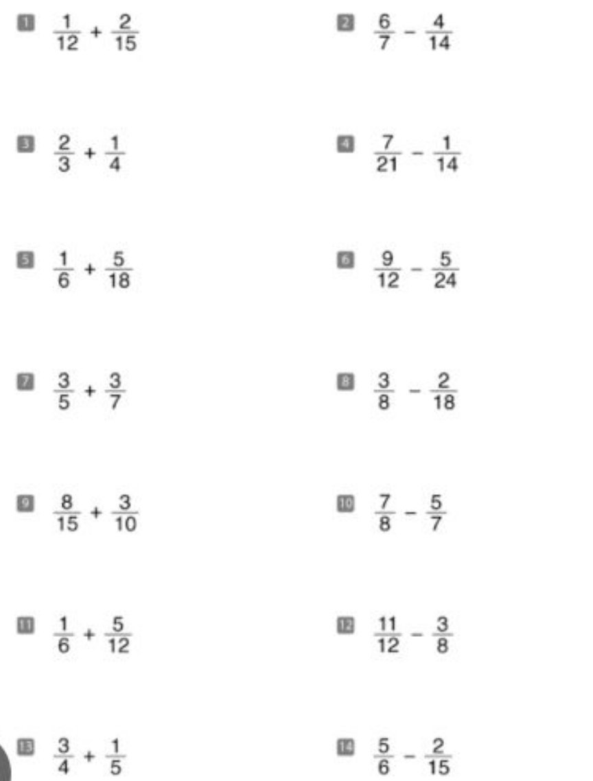 \frac{1}{12} + \frac{2}{15} \frac{6}{7} - \frac{4}{14} \frac{2}{3} + \fra..