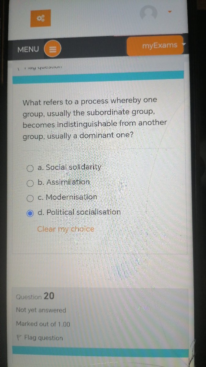 What refers to a process whereby one group, usually the subordinate group..