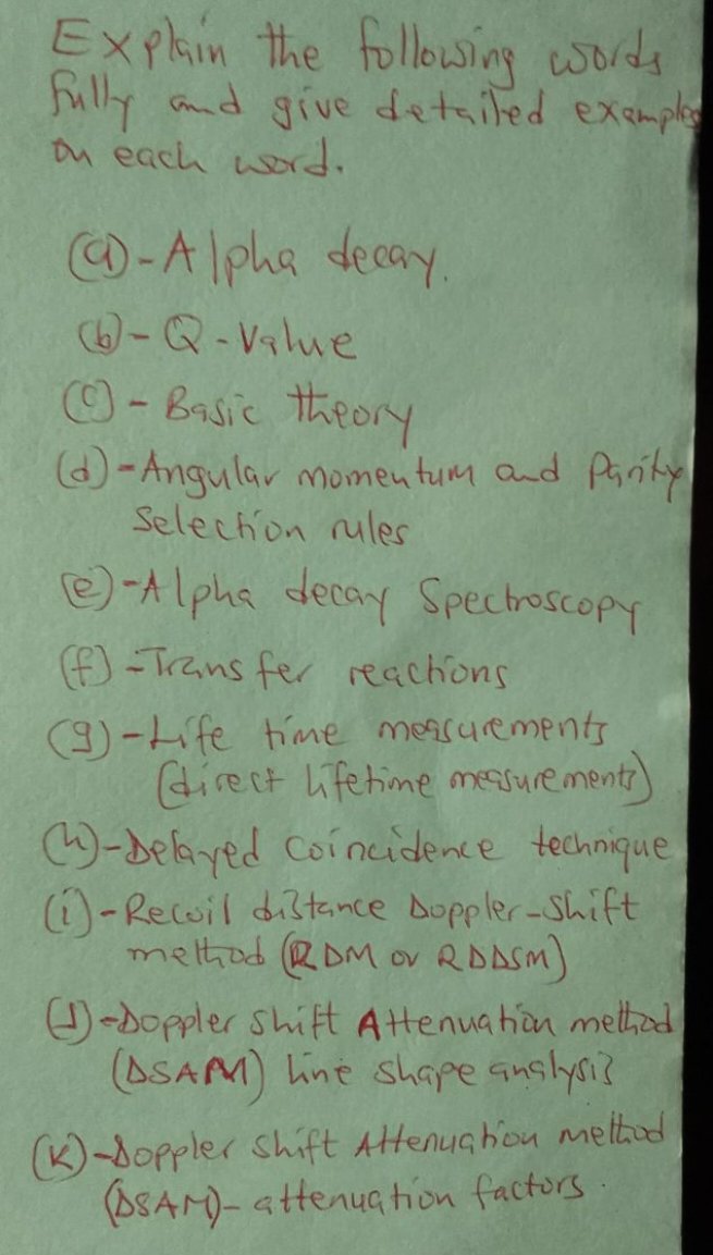 Explain the following words fully and give detailed examples on each word..