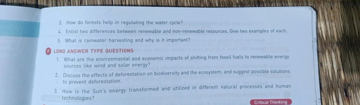 How do forests help in regulating the water cycle? Enlist two differences..