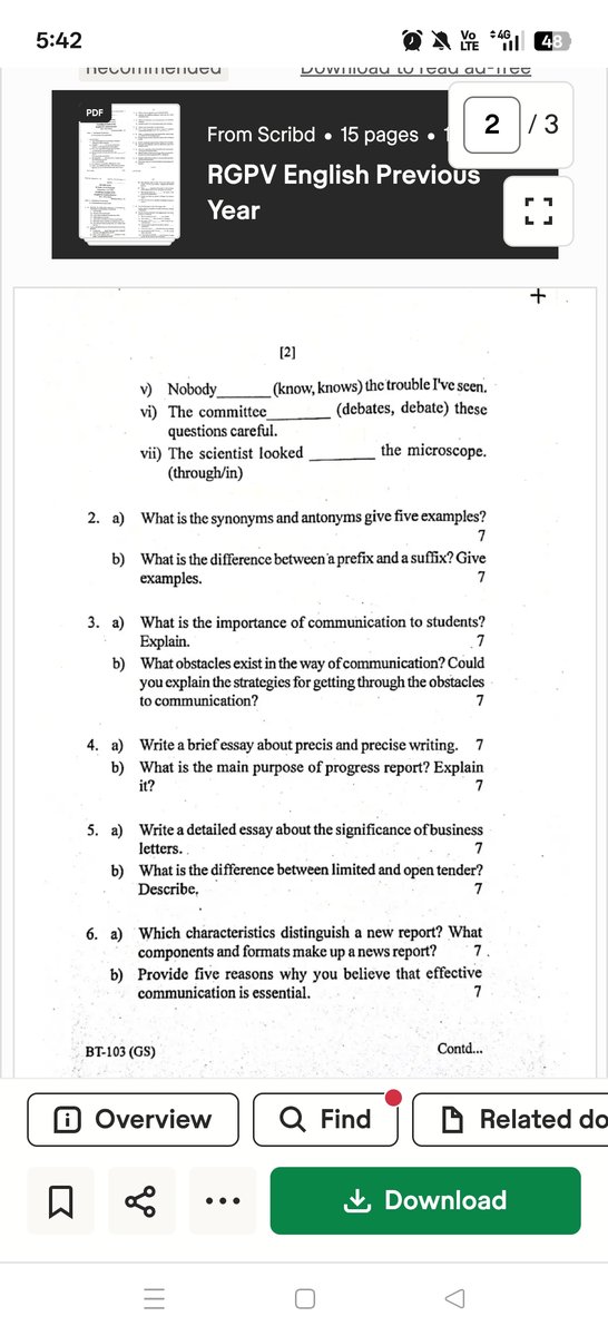a) What are synonyms and antonyms? Give five examples? b) What is the dif..