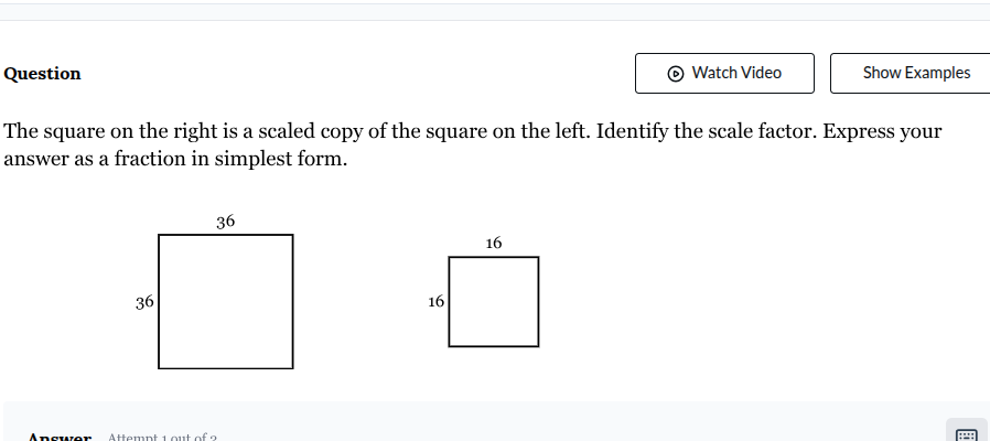 The square on the right is a scaled copy of the square on the left. Ident..
