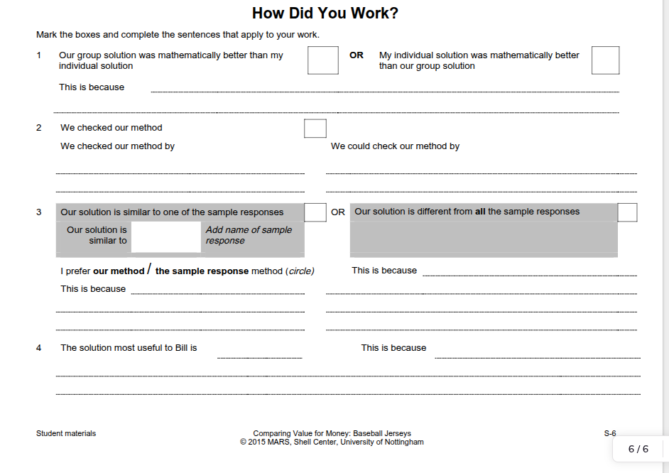 How Did You Work? Mark the boxes and complete the sentences that apply t..