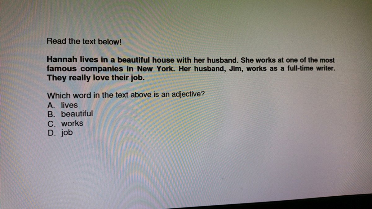 Read the text below! Hannah lives in a beautiful house with her husband...