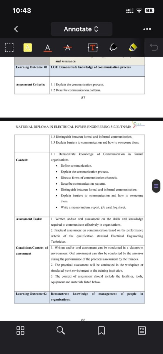 NATIONAL DIPLOMA IN ELECTRICAL POWER ENGINEERING 517/23/TN/M0 Learning O..