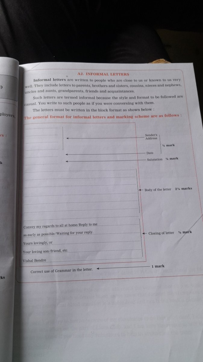 A2. INFORMAL LETTERS Informal letters are written to people who are clos..