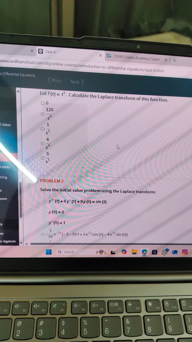 Let f(t) = t^5. Calculate the Laplace transform of this function. Solve