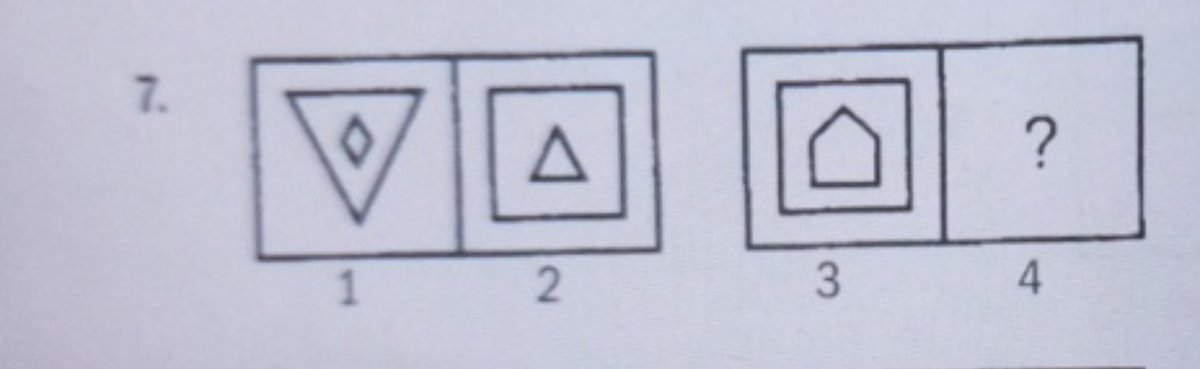 The question presents a series of figures and asks to identify the missin..