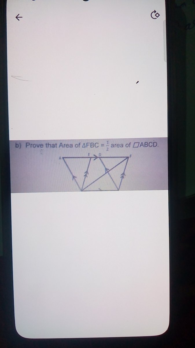 b) Prove that Area of FBC = ½ area of ABCD. | Filo