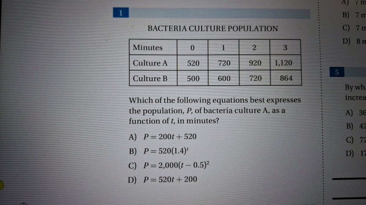 BACTERIA CULTURE POPULATION | Minutes | 0 | 1 | 2 | 3