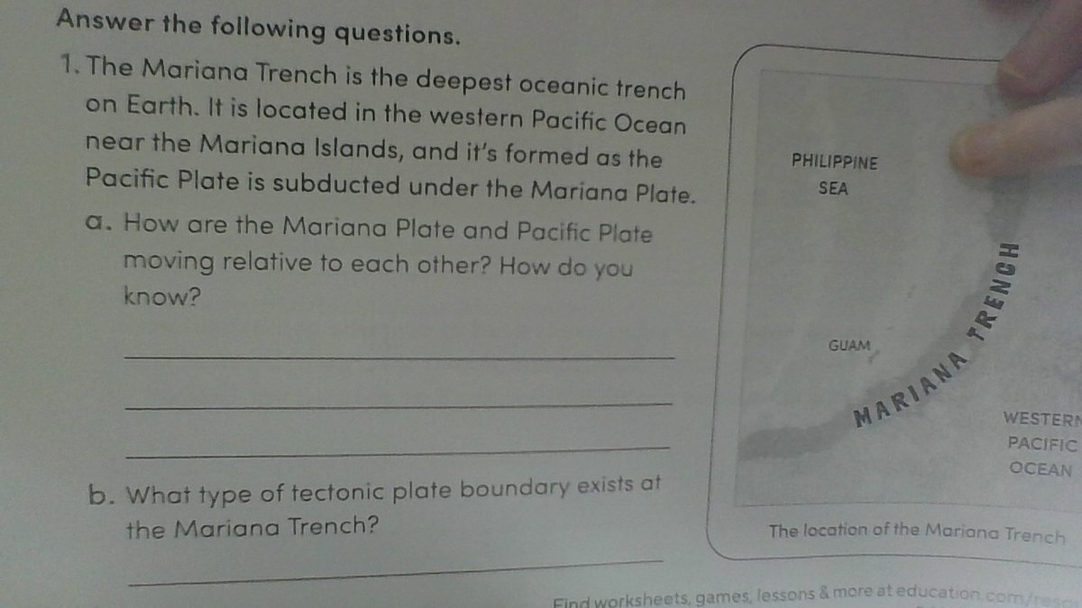 Answer the following questions. The Mariana Trench is the deepest oceani..
