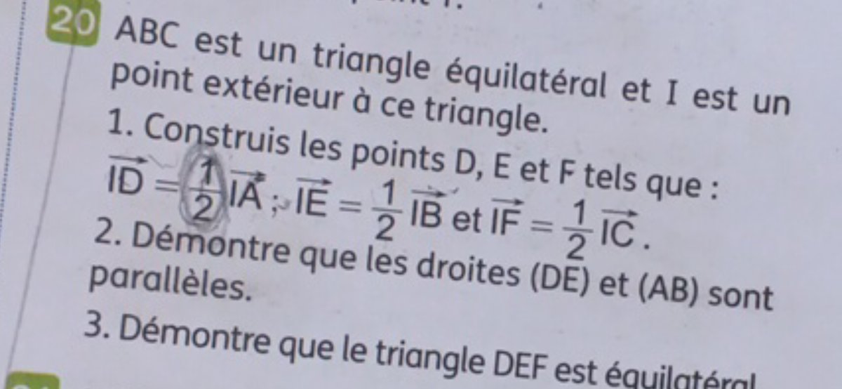 ABC est un triangle équilatéral et I est un point extérieur à ce triangle..