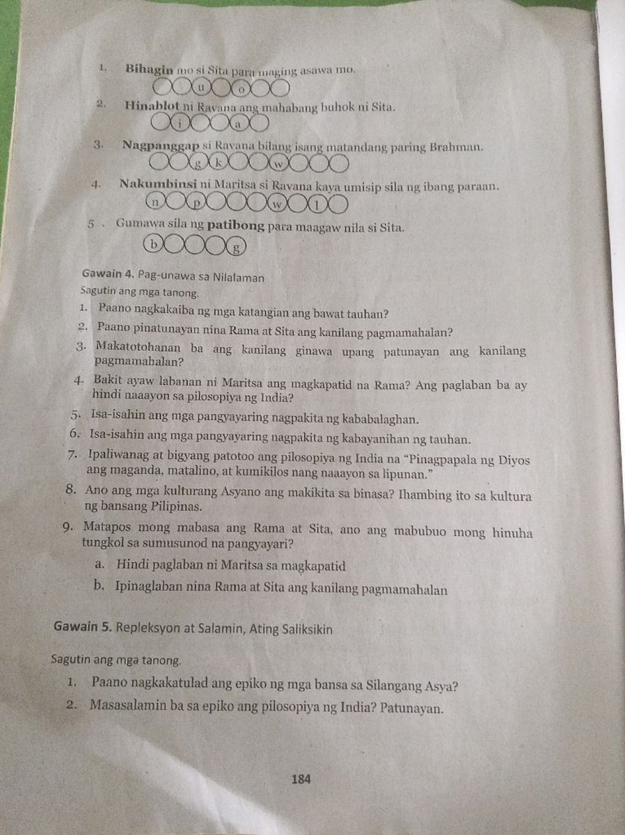 Gawain 4. Pag-unawa sa Nilalaman Sagutin ang mga tanong. Paano nagkakaiba..