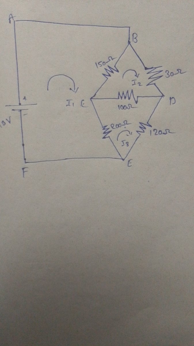 The image shows an electrical circuit diagram with a voltage source and s..