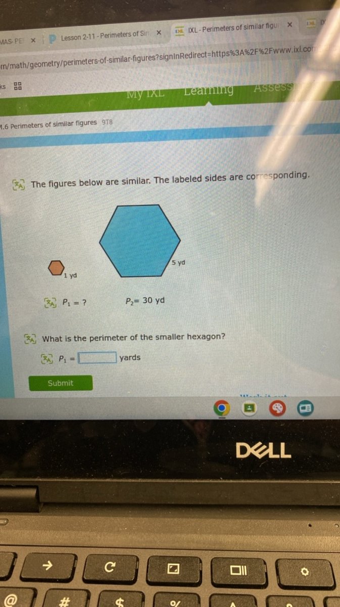 The figures below are similar. The labeled sides are corresponding. [Dia..