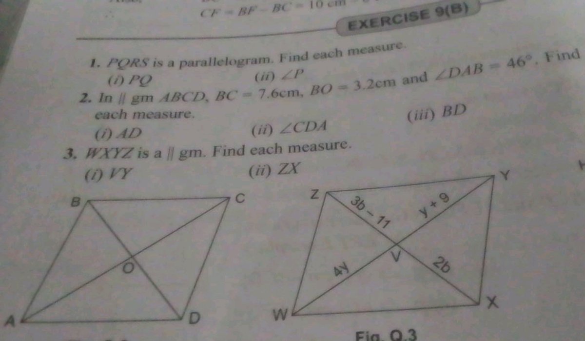 Here are three questions related to parallelograms: PQRS is a parallelog..