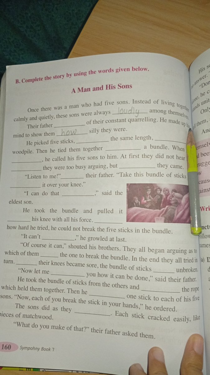 B. Complete the story by using the words given below. A Man and His Sons..
