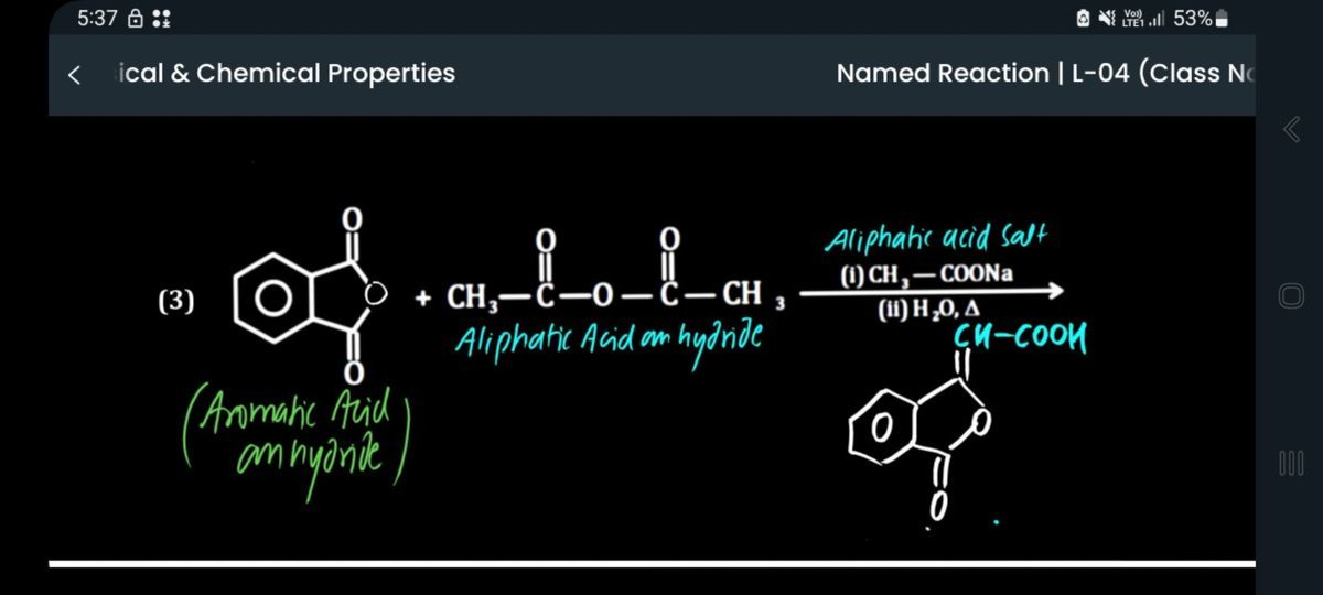 The image shows a chemical reaction. Identify the named reaction and prov..