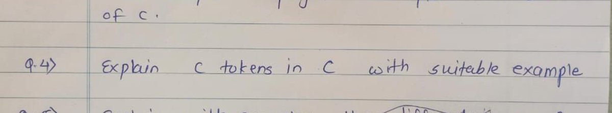 Explain C tokens in C with suitable example. | Filo