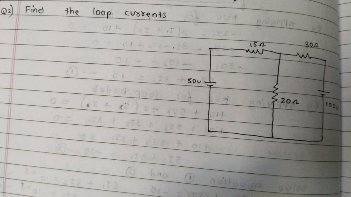 Find the loop currents for the given circuit diagram. | Filo