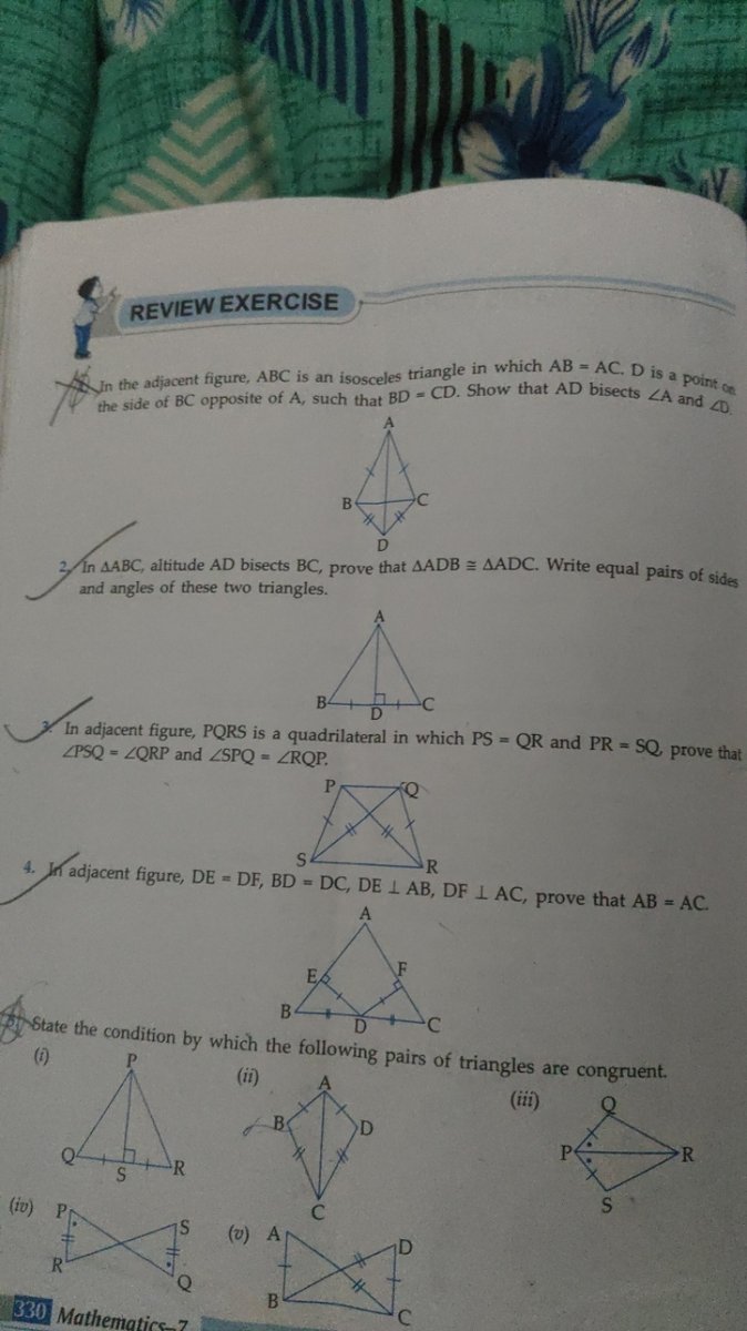 REVIEW EXERCISE In the adjacent figure, ABC is an isosceles triangle in