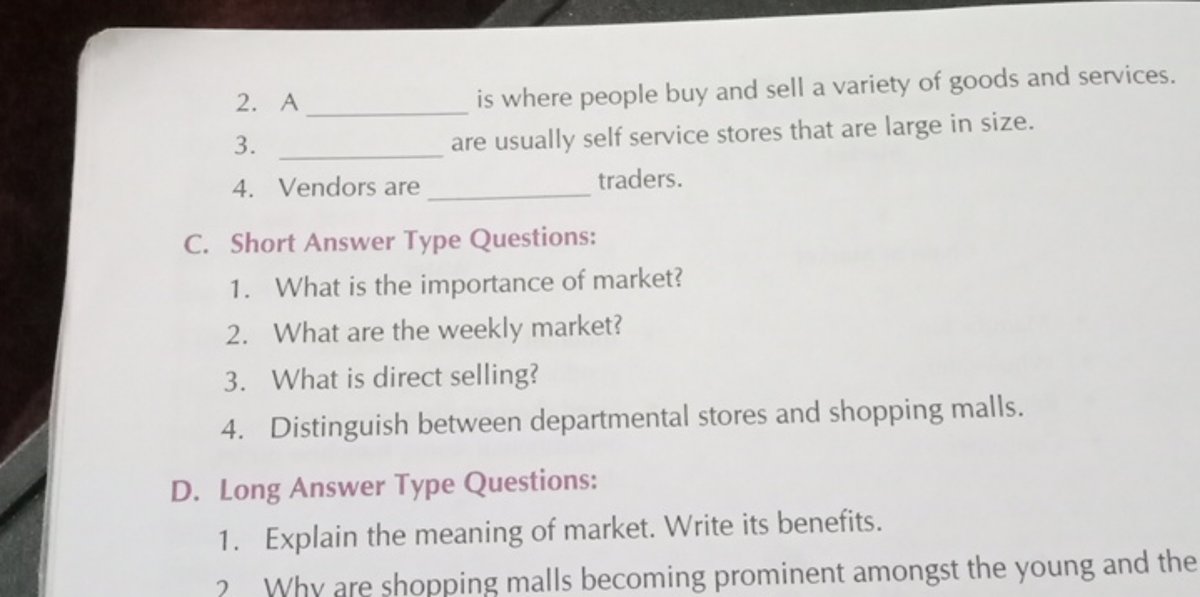 Here are the questions: C. Short Answer Type Questions: What is the impo..